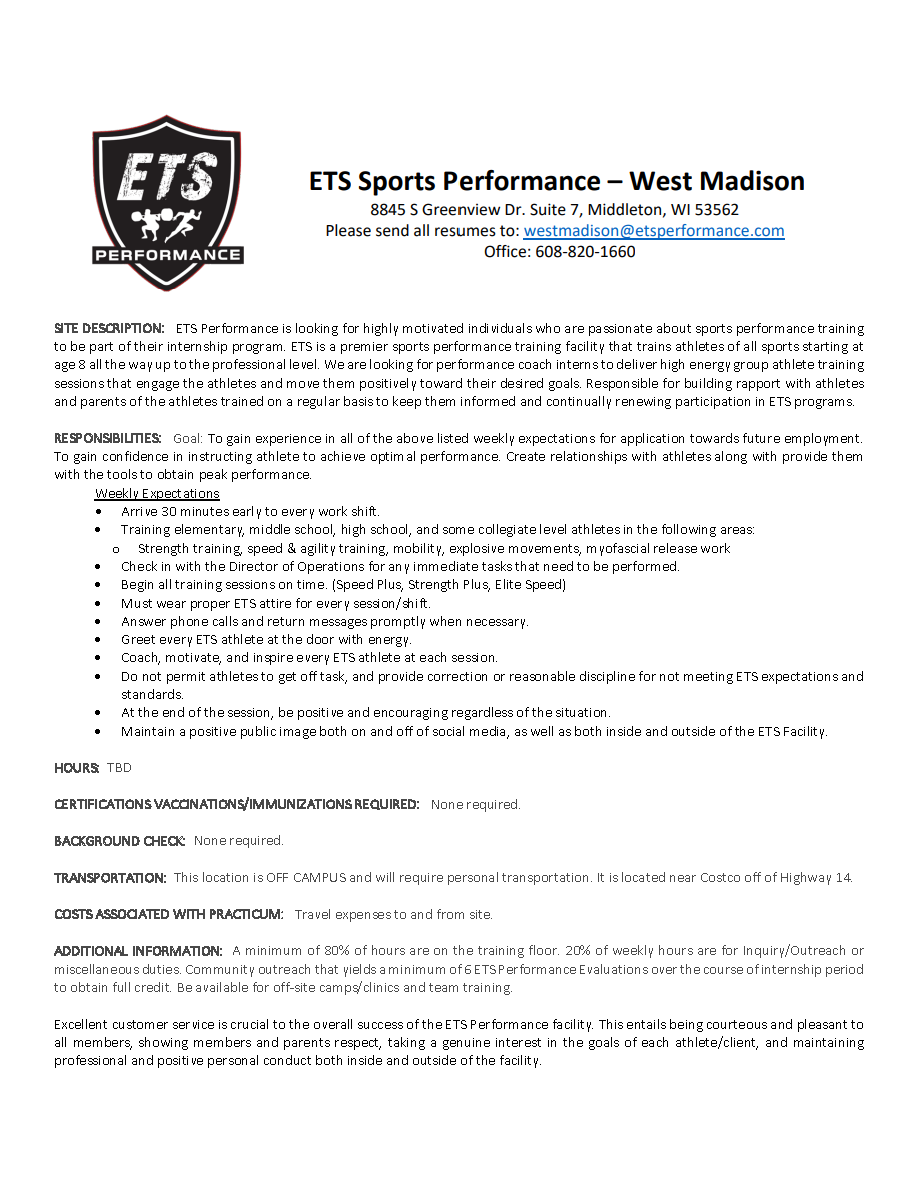 EMS Practicum Information - Kinesiology