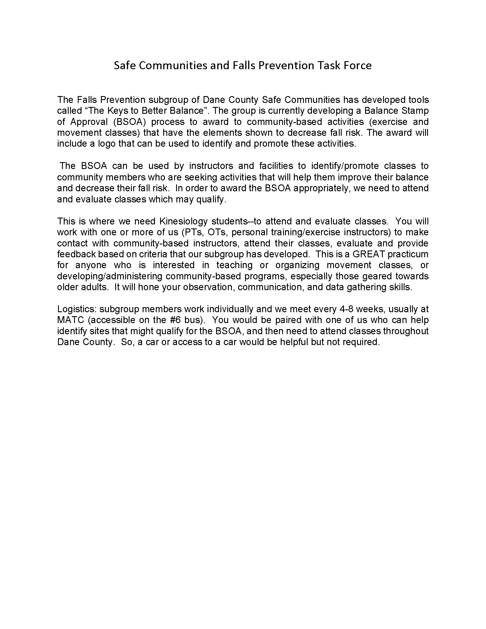 EMS Practicum Information - Kinesiology